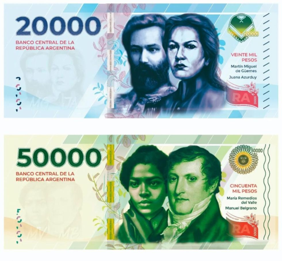 Así será el nuevo billete de 20.000 y 50.000 pesos argentinos