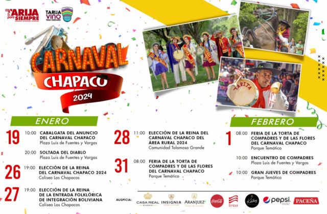 Esta es la agenda de actividades: Tarija se prepara para el Carnaval Chapaco 2024