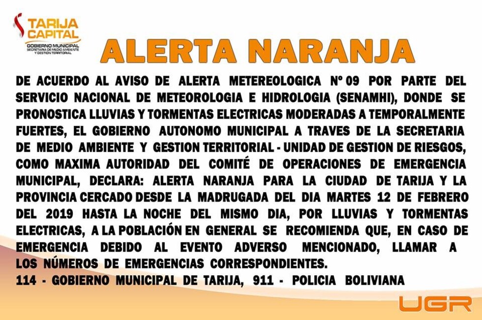 Secretaria de Medio Ambiente declara Alerta Naranja por tormentas