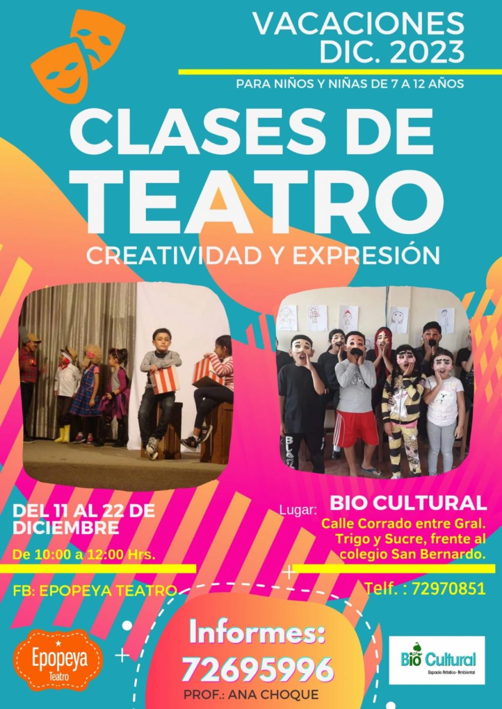 Teatro, creatividad y expresión para la niñez en vacaciones
